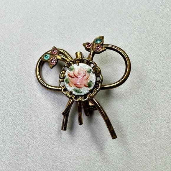 Coro | Jewelry | Vintage 93s Coro Gold Tone Guilloche Enamel Rose ...